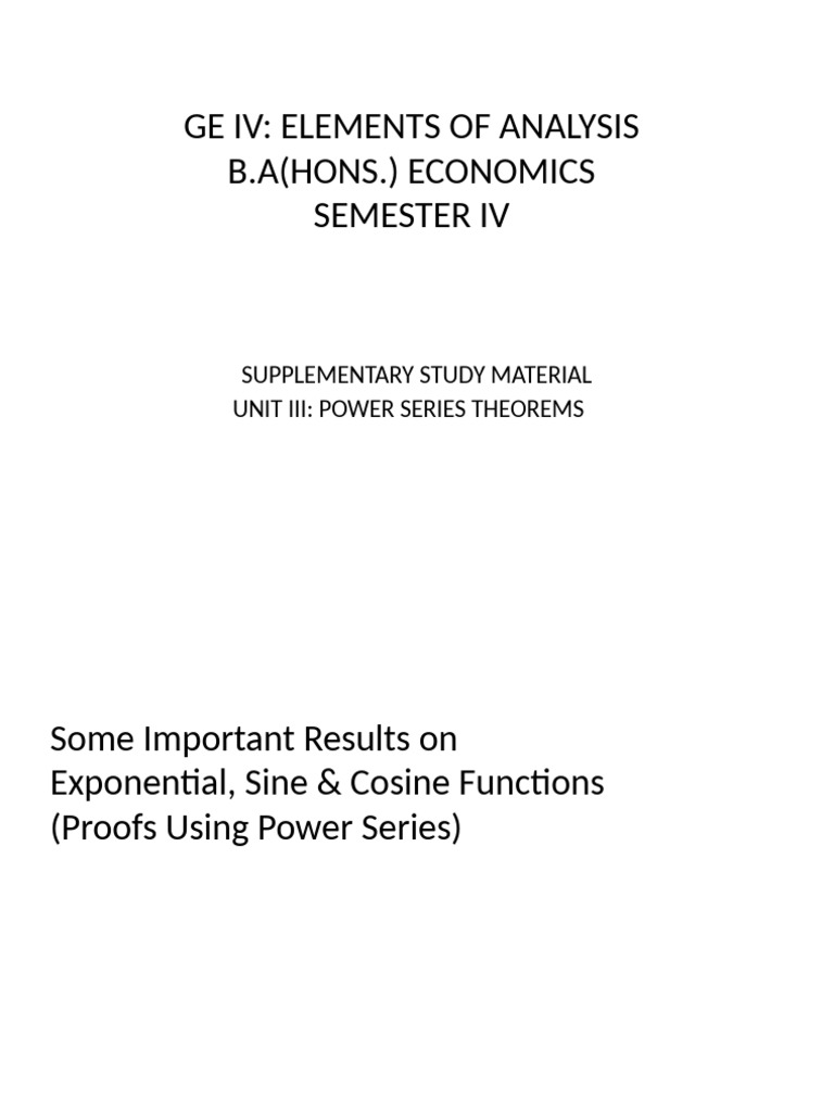 Power Series Theorems Proofs Pdf
