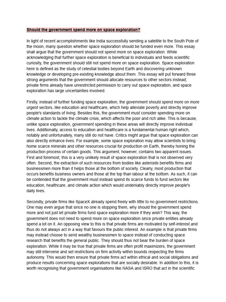 Prioritizing Government Spending Over Space | PDF | Space Exploration ...