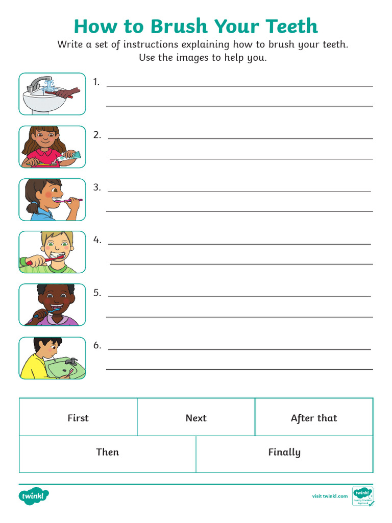 How To Brush Your Teeth Instruction Writing Template | PDF