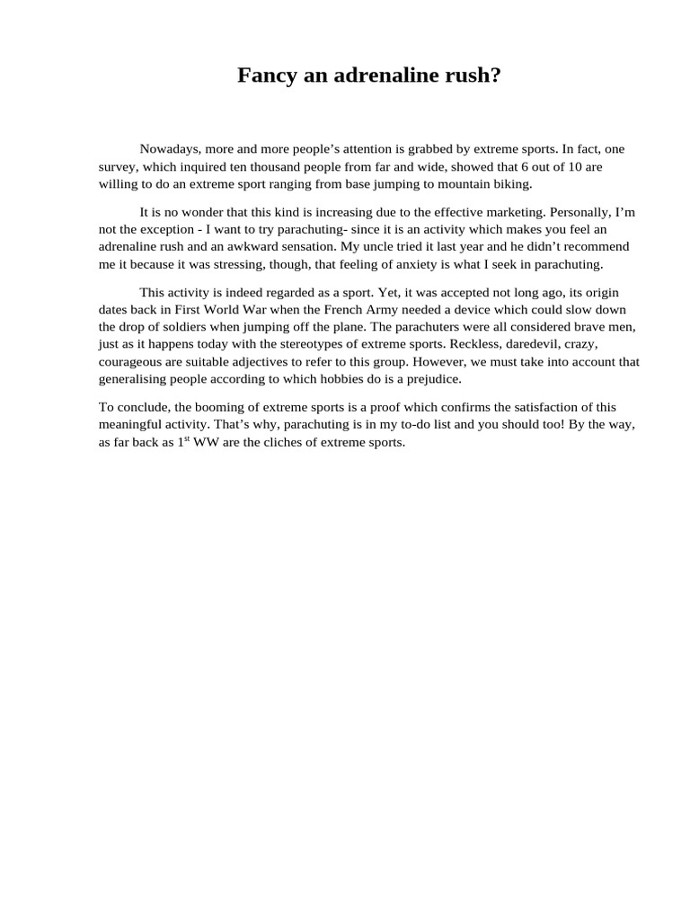 The Rise of Extreme Sports | PDF
