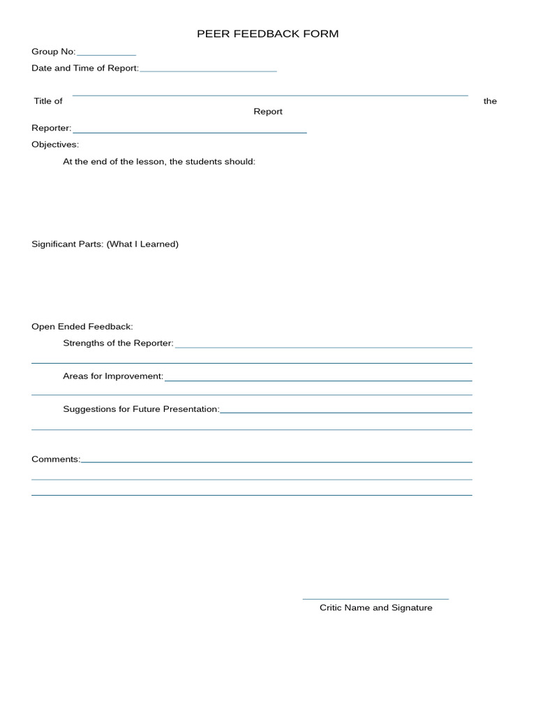 Peer Feedback Form | PDF