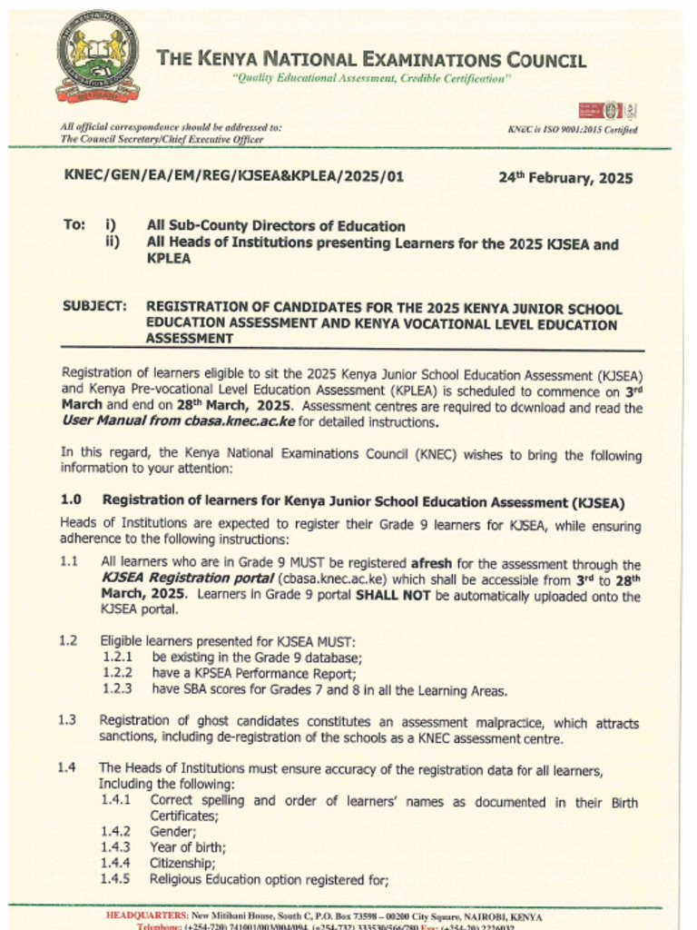 Kjsea and Kplea 2025 Registration Circular | PDF