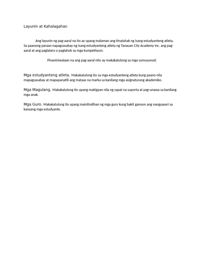 Layunin at Kahalagahan | PDF