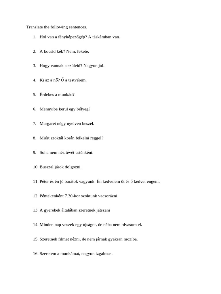 Translate Elementary 1 - Magyar-Angol | PDF