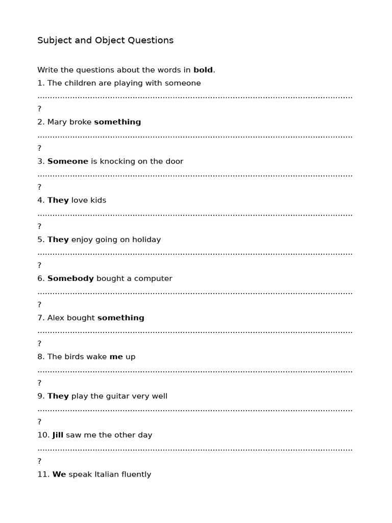 Subject and Object Questions | PDF