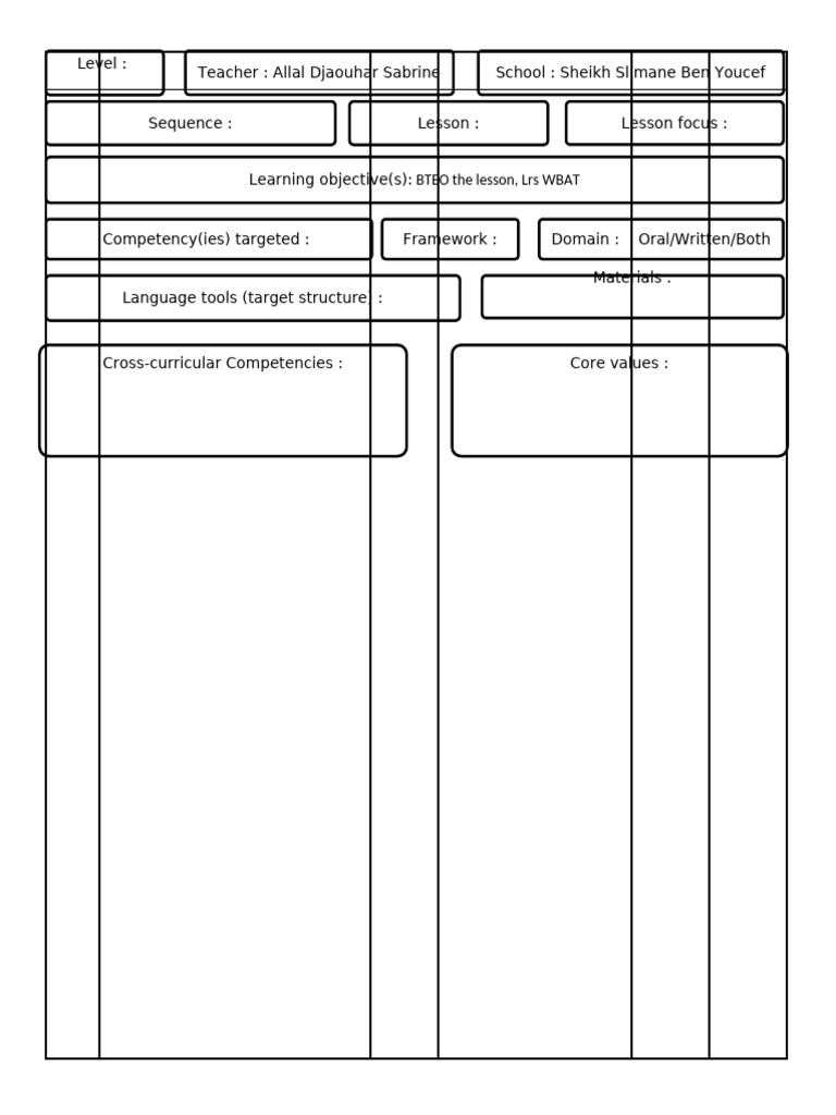 Empty Lesson Plan 2 | PDF
