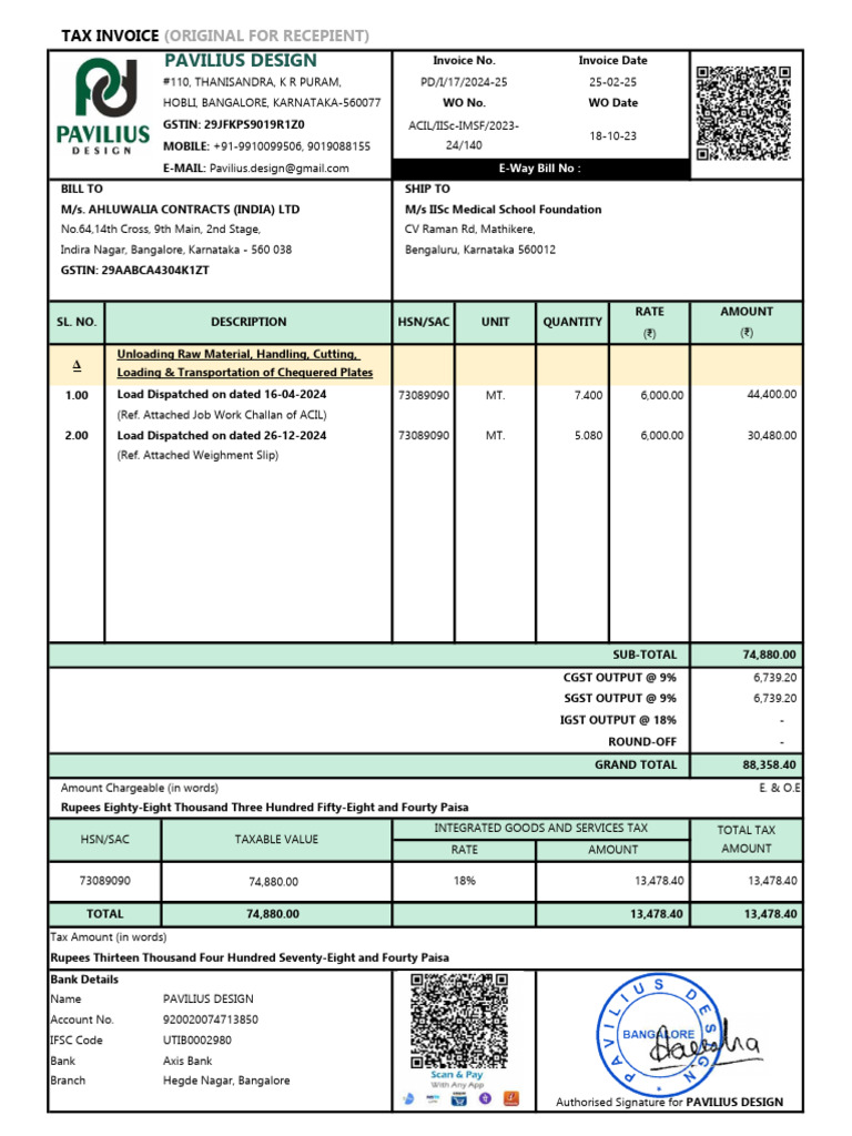 Tax Invoice (17) With Supporting Documents | PDF | Government Of India ...