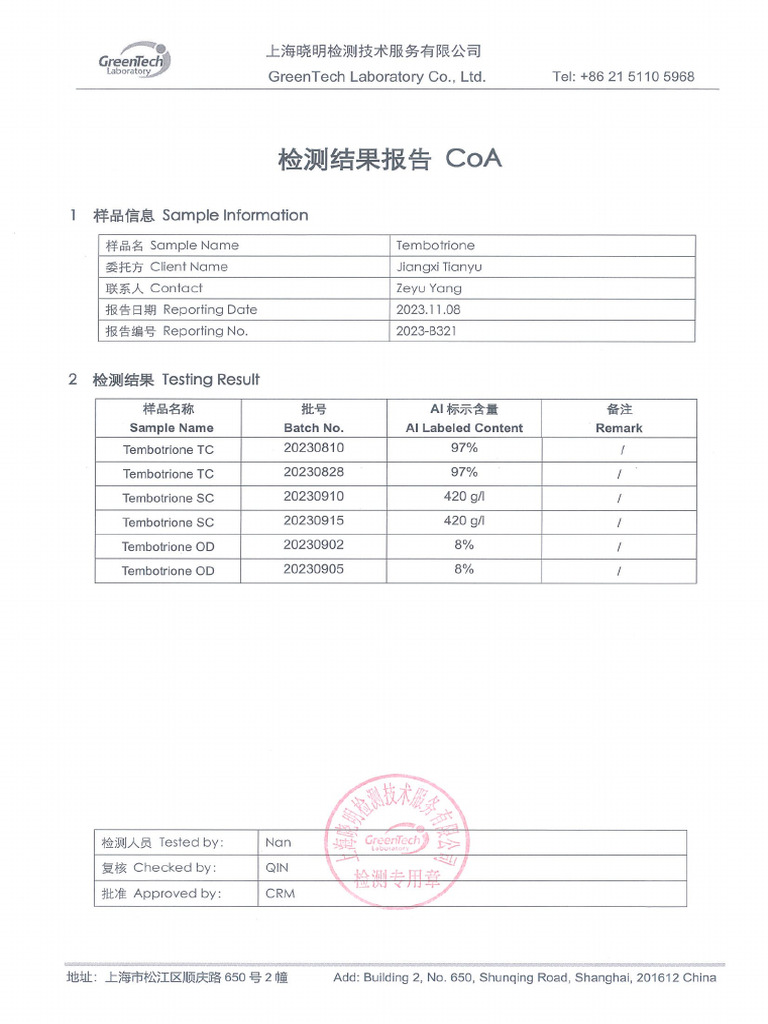 Sample COA | PDF