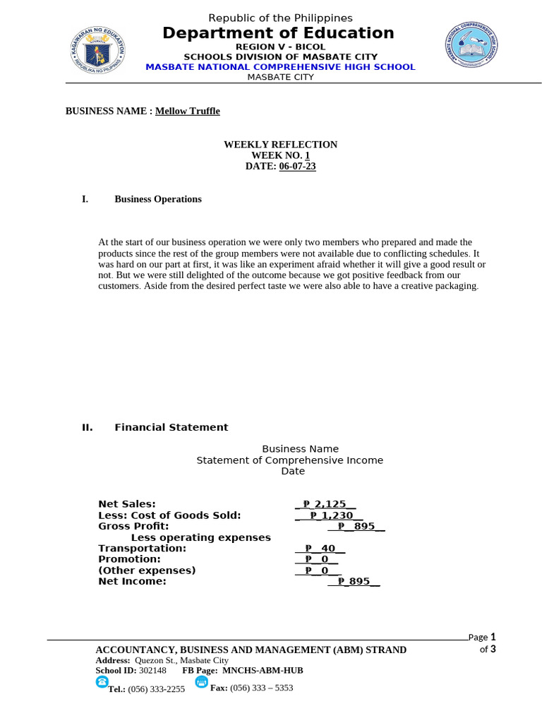 Narrative in Entrep Week1 | PDF | Business | Accounting