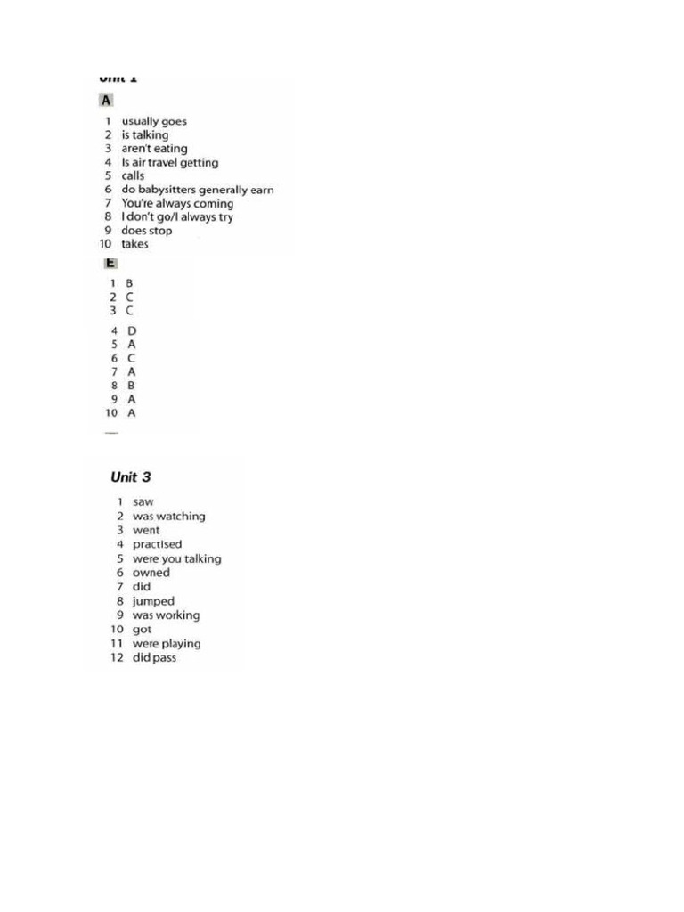 Grammar Handout Key | PDF