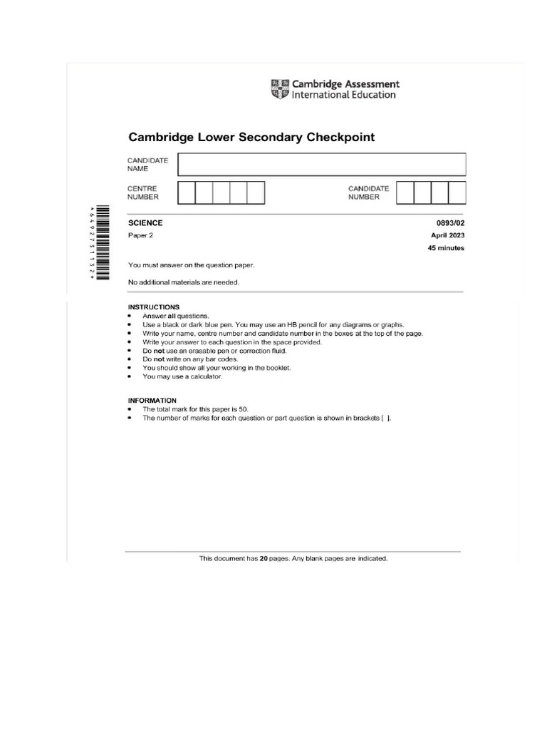 Checkpoint Paper 2 (April) | PDF