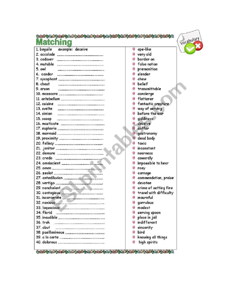 Match The Coloums | PDF
