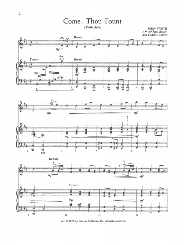 Come Thou Fount - Piano-Violin | PDF