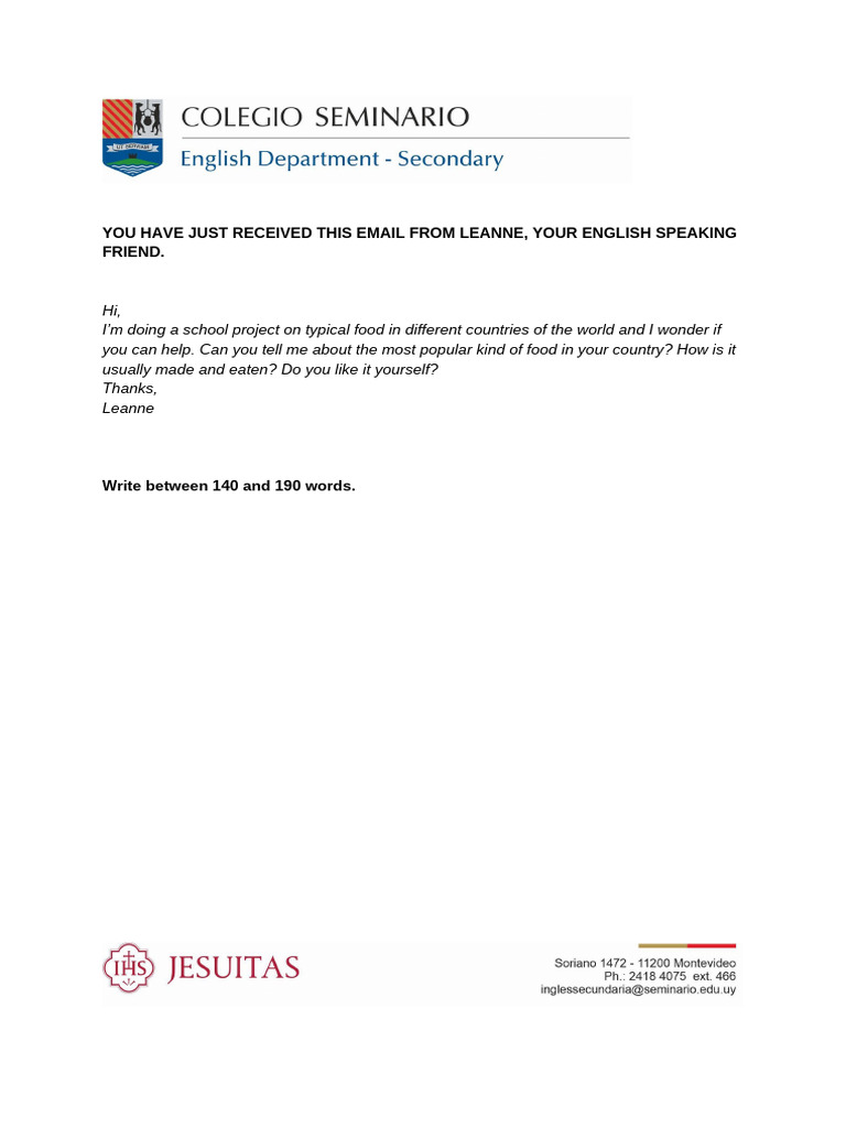 Writing Task Diagnostic Test | PDF