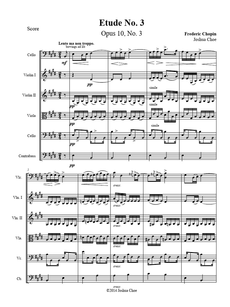 Chopin Etude no 3 for Cello | PDF