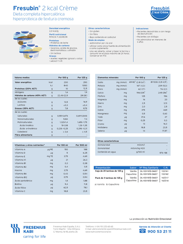 Fresubin 2kcal Creme Praline | PDF | Biomoléculas | Compuestos orgánicos