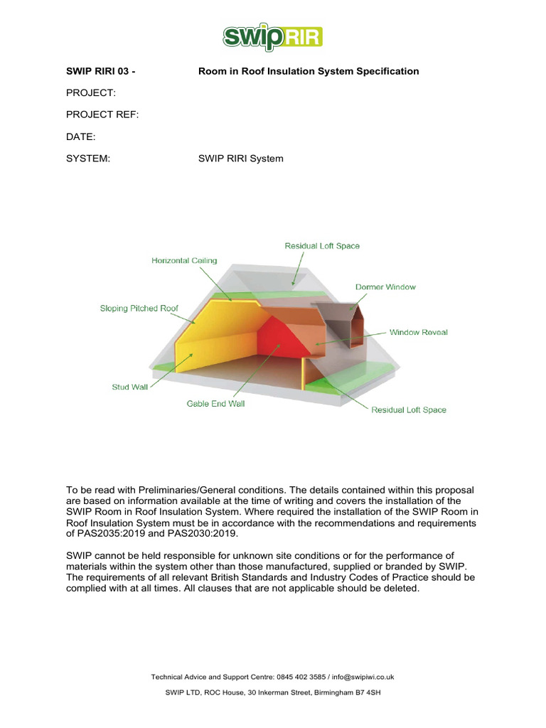 SWIP Room in Roof Insulation System Specification Nov 2020 | PDF ...