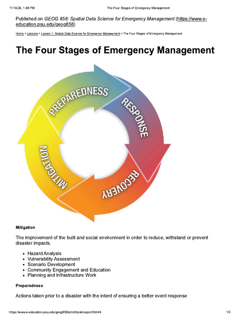 111 the Four Stages of Emergency Management | PDF