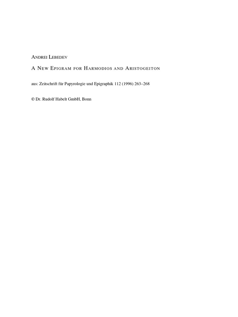 New Epigram for Harmodios and Aristogeiton | PDF | Ancient Greece