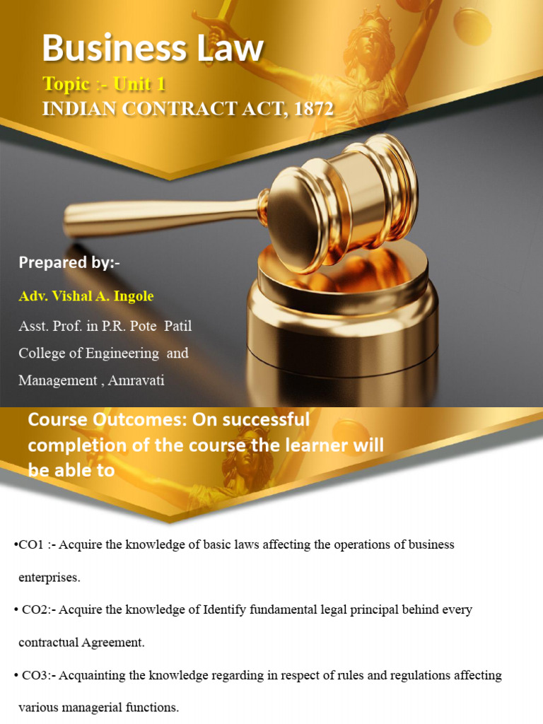Business Law Unit 1 Part 1 | PDF | Consideration | Void (Law)