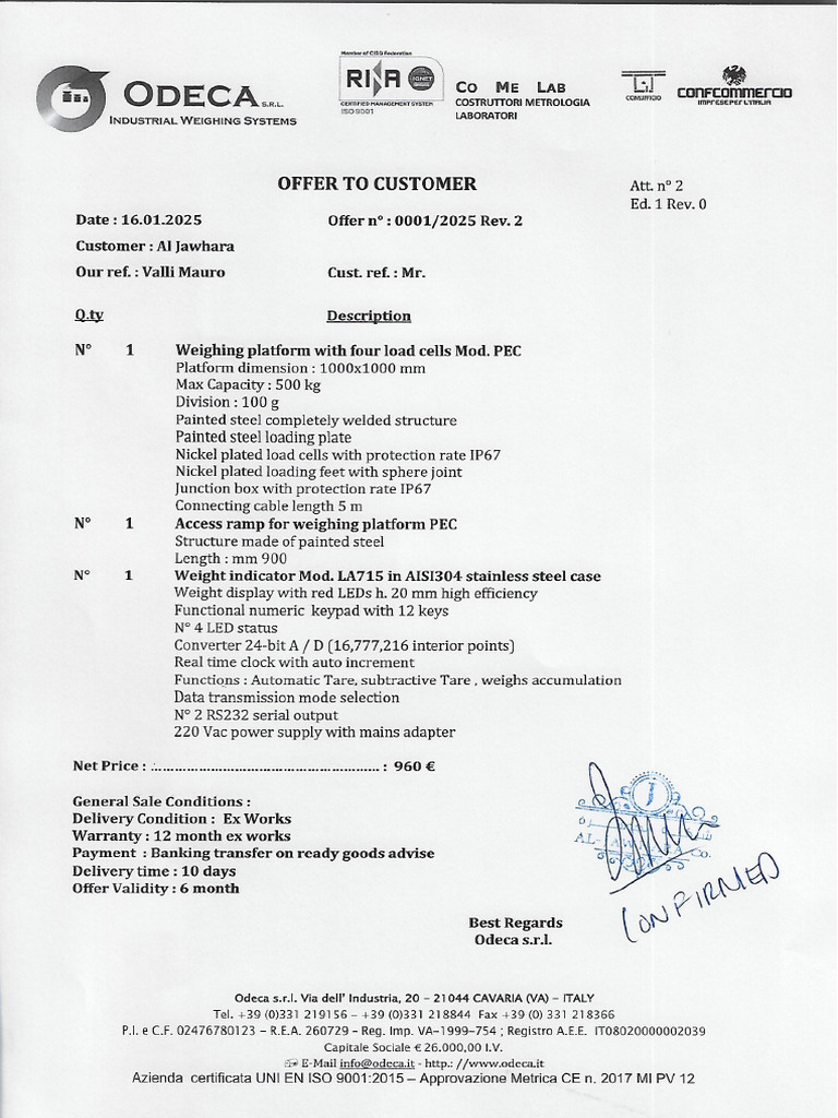 Odeca Confirmation | PDF