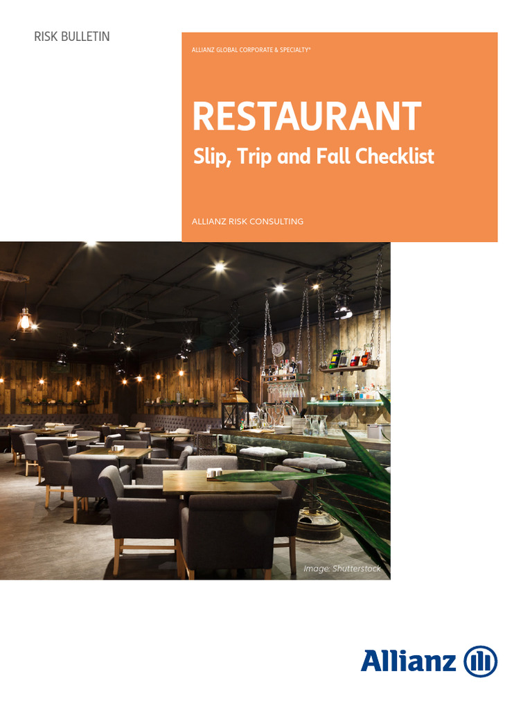 ARC Restaurant Slip Fall Checklist | PDF | Stairs