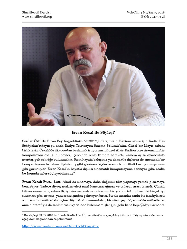 Ercan Kesal Ile Söyleşi: Serdar Öztürk | PDF