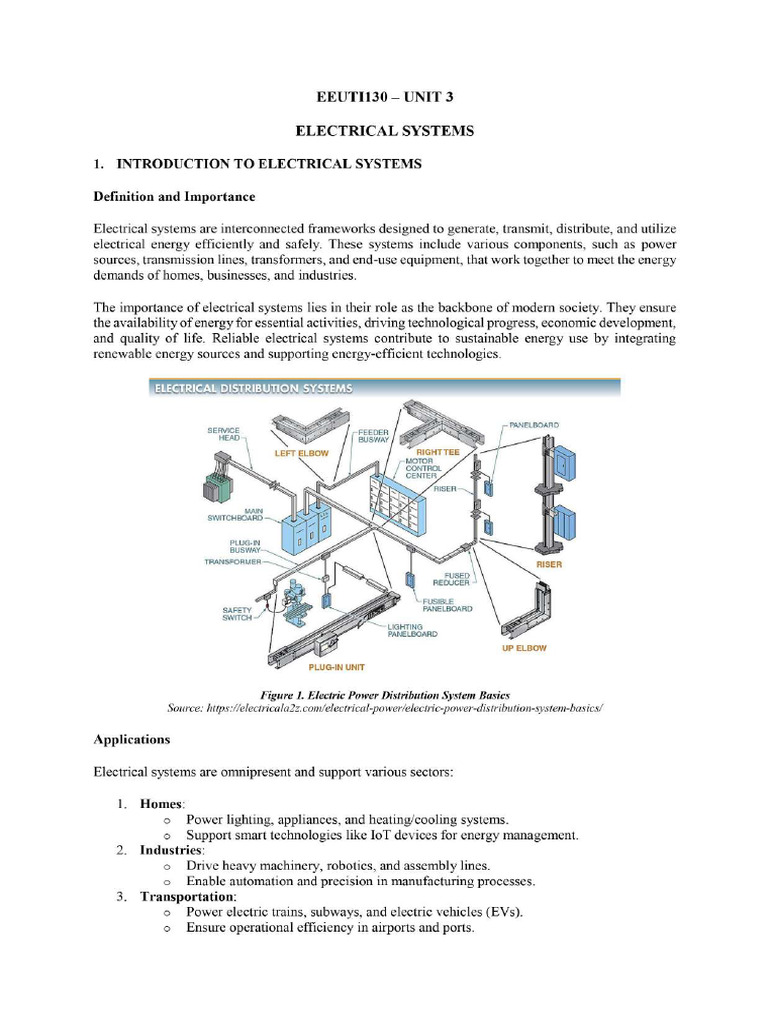EEUTI130 UNIT 3 Electrical Systems | PDF