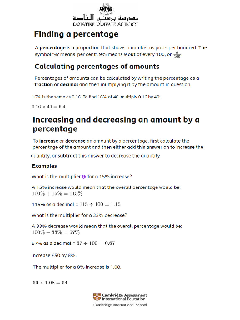 Understanding Percentages Pdf