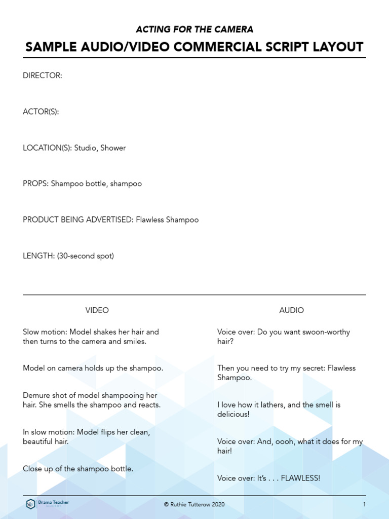 Commerical Script Layout Example | PDF