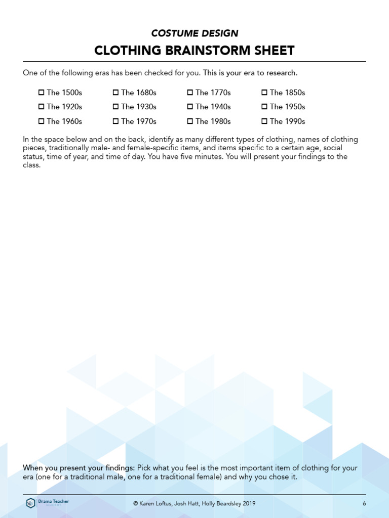 Clothing Brainstorm | PDF