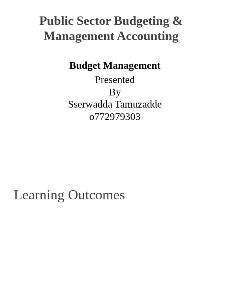 Budget Management and Control in Public Sector | PDF | Government ...