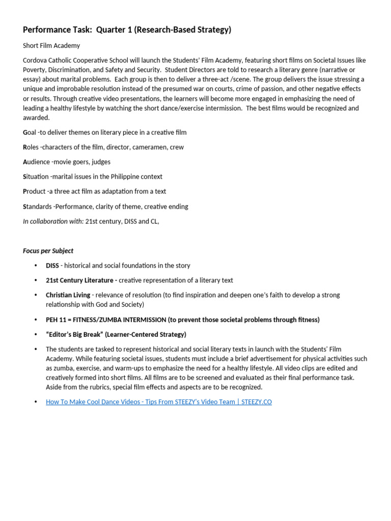 Performance Task PEH 11 Q1 2 | PDF
