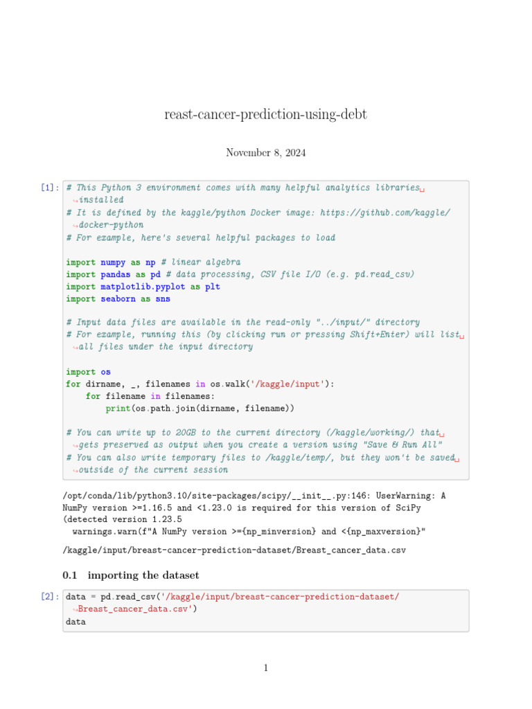 Breast Cancer Prediction Analysis | PDF | Support Vector Machine ...