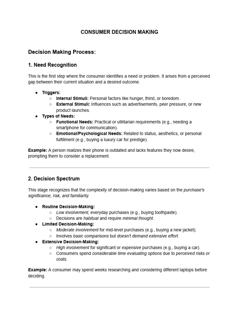 CONSUMER DECISION MAKING Notes | PDF | Attitude (Psychology) | Behavior