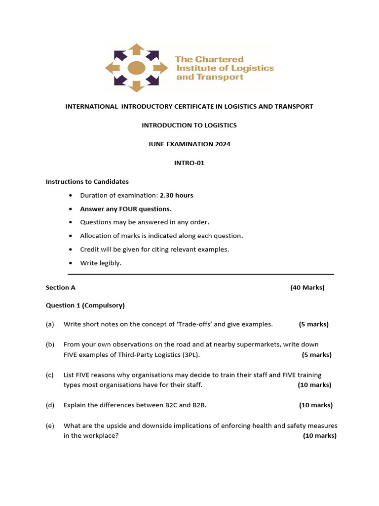INTRO M1 Introduction To Logistics | PDF | Logistics | Business