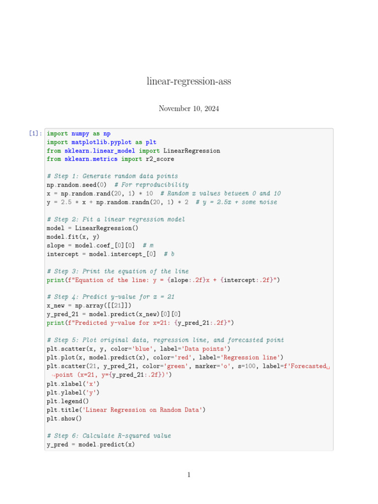 Linear Regression Model Example | PDF