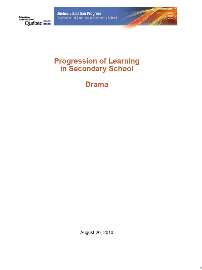Secondary School Drama Learning Progression | PDF | Theatre | Teachers