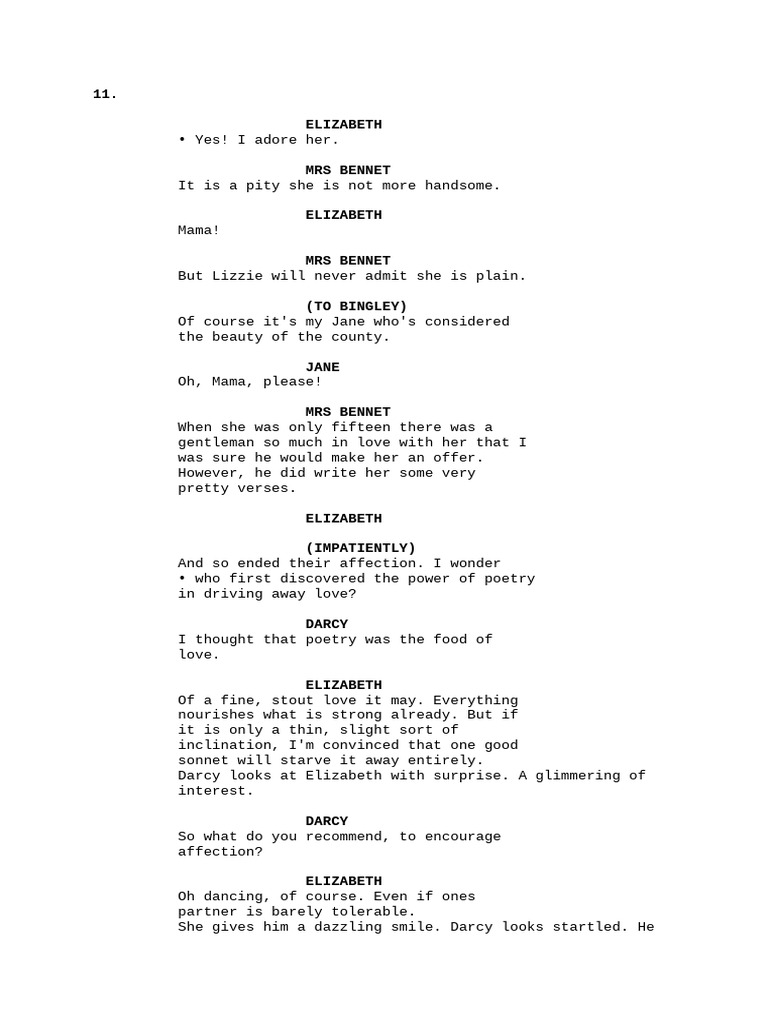 Pride and Prejdice Script | PDF | Mr. Darcy | Pride And Prejudice