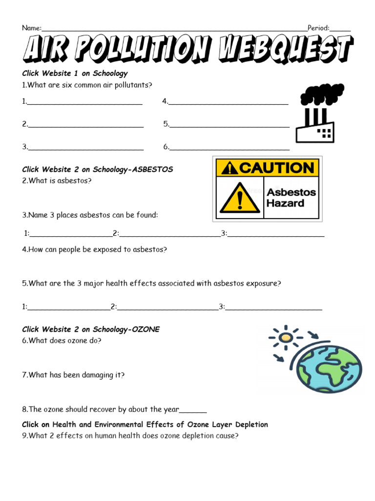 Air Pollution Health Effects Webquest | PDF