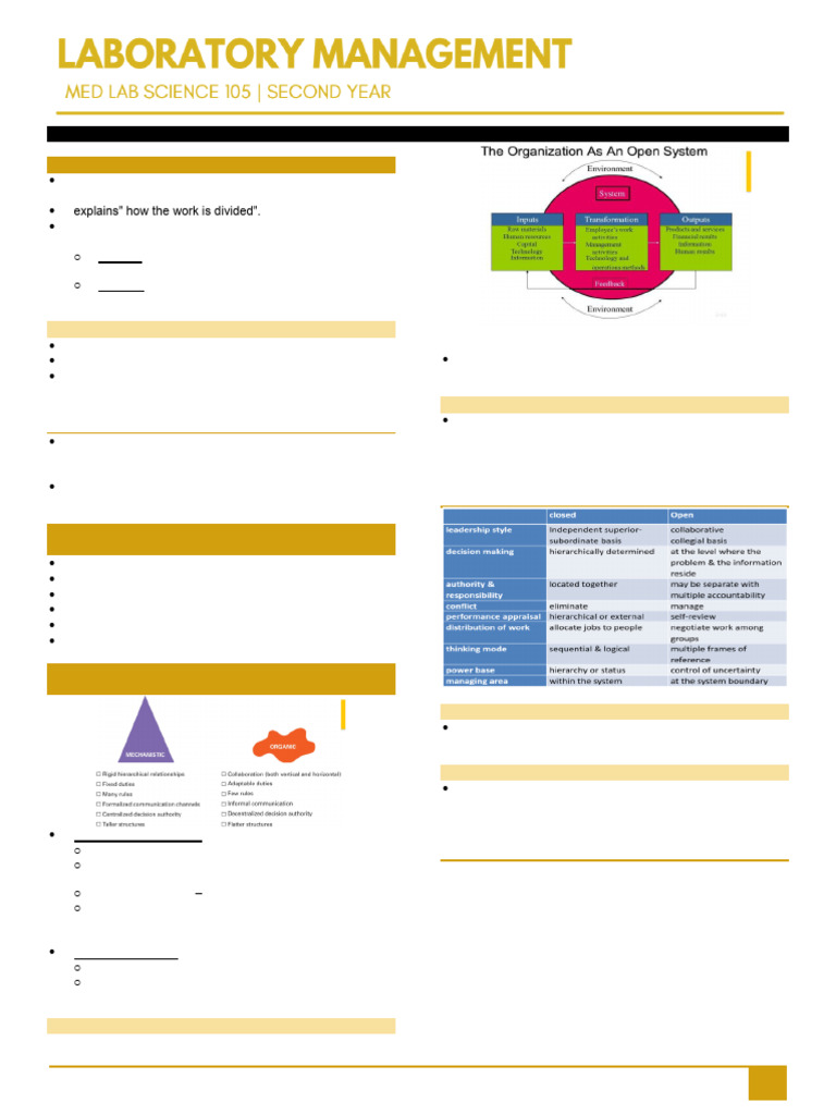 Organizing Functions in Laboratory Management | PDF | Leadership | System