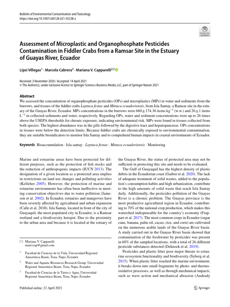 Assessment of Microplastic and Organophosphate Pesticides | PDF ...