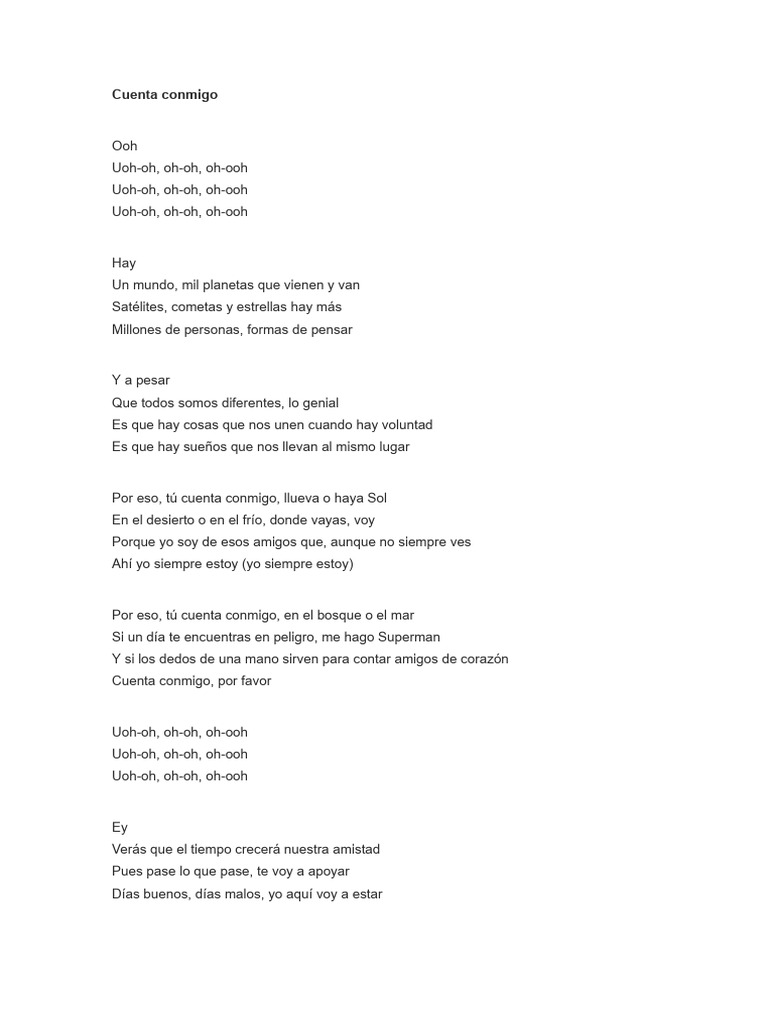 Canción Cuenta Conmigo | PDF