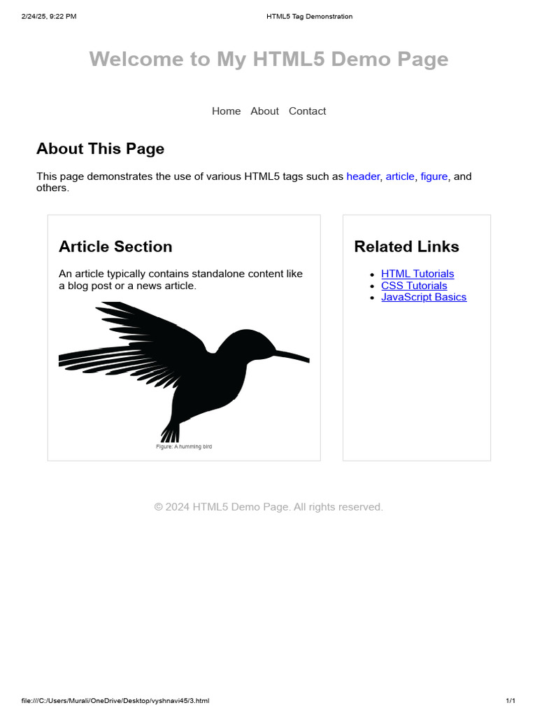 HTML5 Tag Demonstration3a | PDF