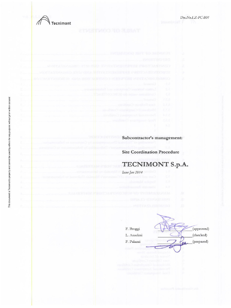 Site Coordination Procedure Overview | PDF | Subcontractor