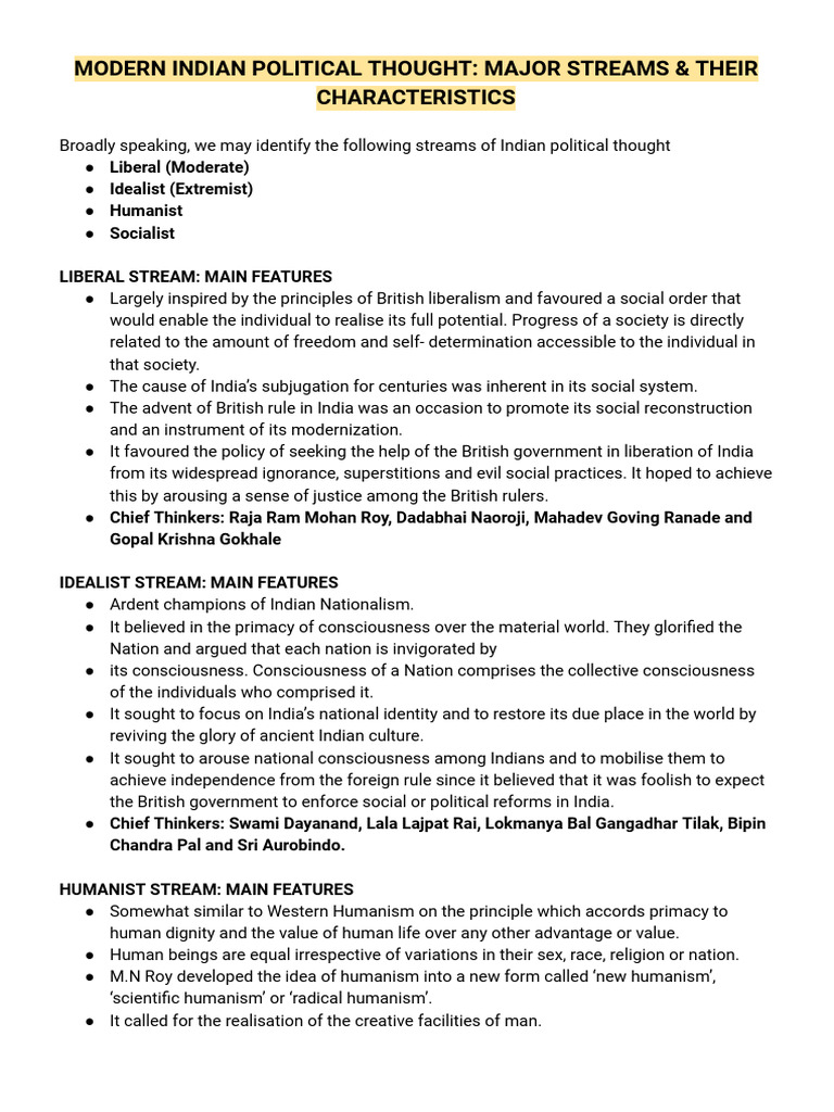 MODERN INDIAN POLITICAL THOUGHT_ MAJOR STREAMS | PDF