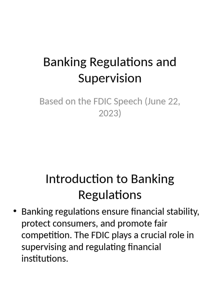 Banking Regulations and Supervision | PDF
