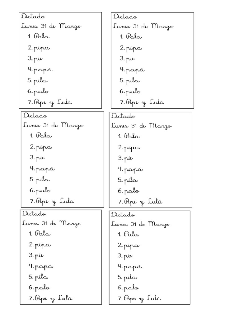 Dictado Letra P | PDF