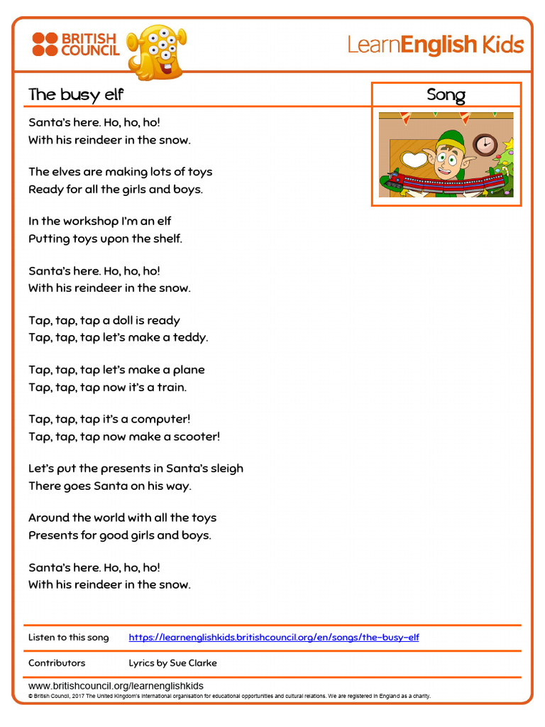Songs The Busy Elf Lyrics | PDF