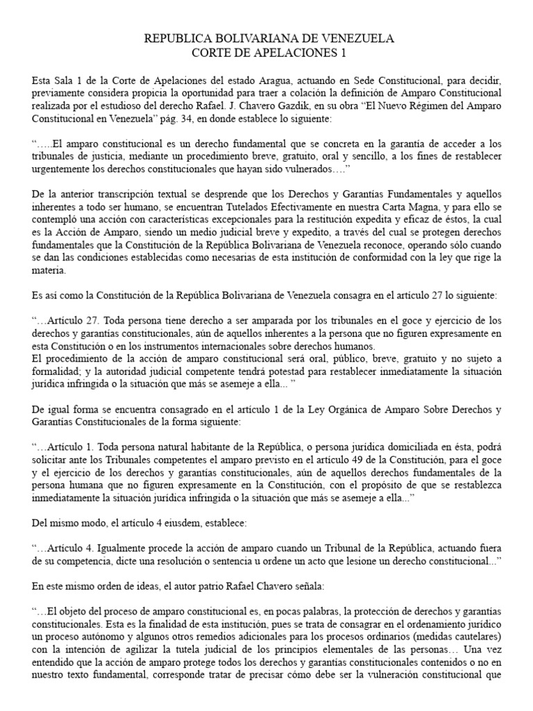 TSJ Regiones - Decisión Accion de Amparo Sobrevenido | PDF | Debido al proceso | Derecho ...